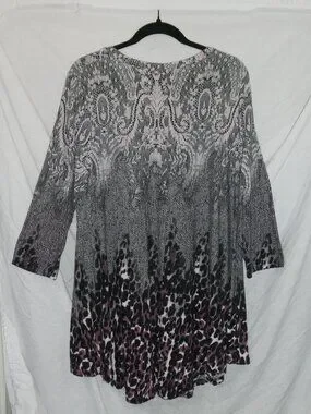 Bai Sheng | Tops | Bai Sheng Gt Long Tunic Printed Blouse Womens Size ...